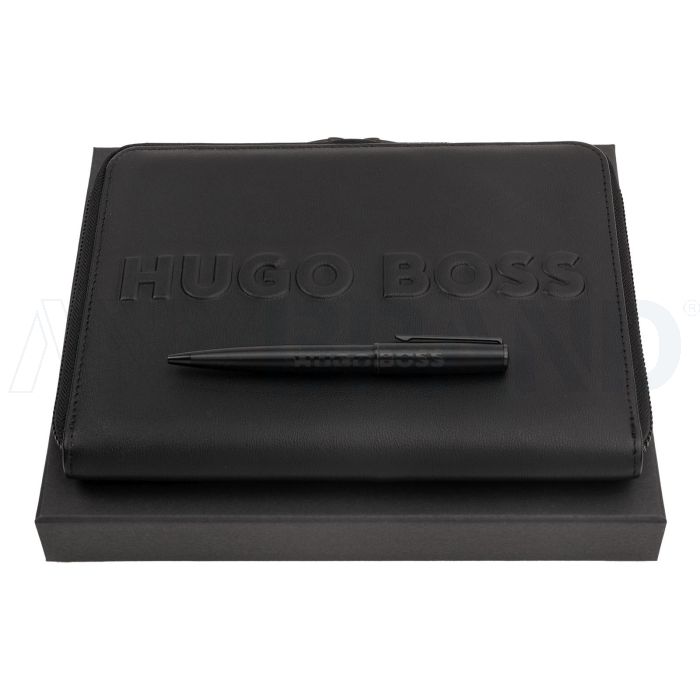 HUGO BOSS Set Label Black (kugelschreiber & A5 konferenzmappe) mit Logo ...