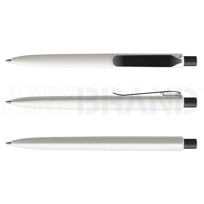 Prodir DS8 PSP Push Kugelschreiber weiß matt mit Metallclip mit Logo ...